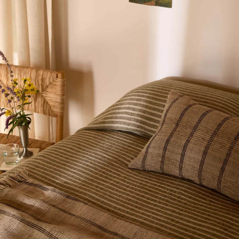 Ava Stripe Bedcover - Khaki – Jarvis + Jarvis Home
