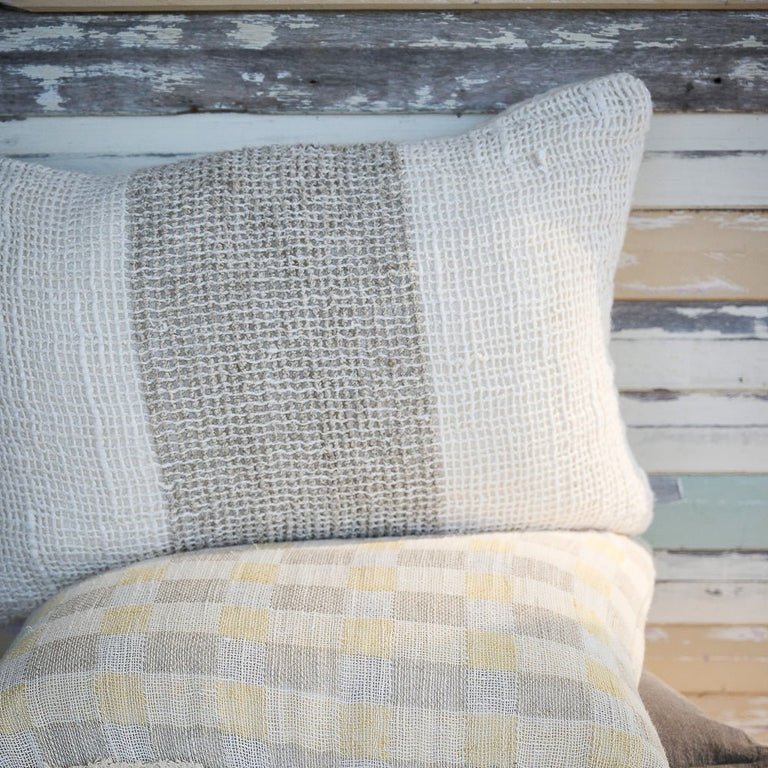 Eadie Coco Linen Cushion - White/Natural – Jarvis + Jarvis Home