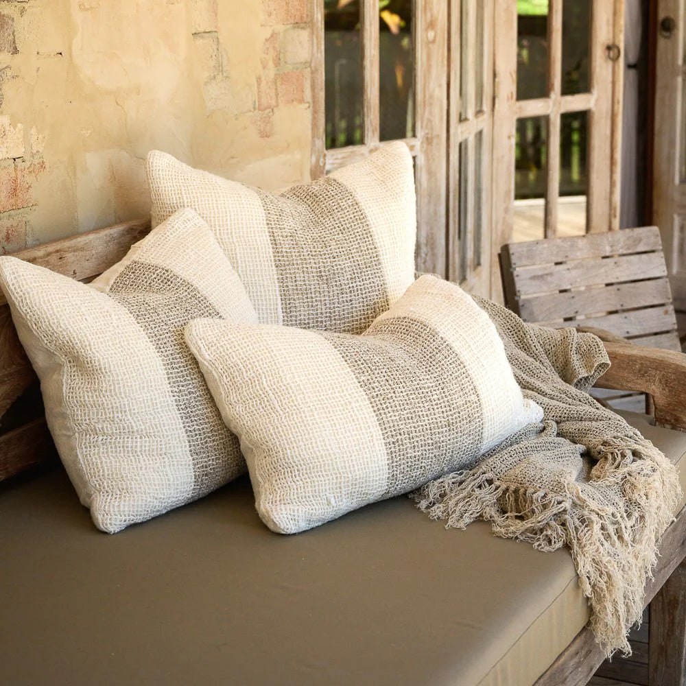 Eadie Coco Linen Cushion - White/Natural – Jarvis + Jarvis Home