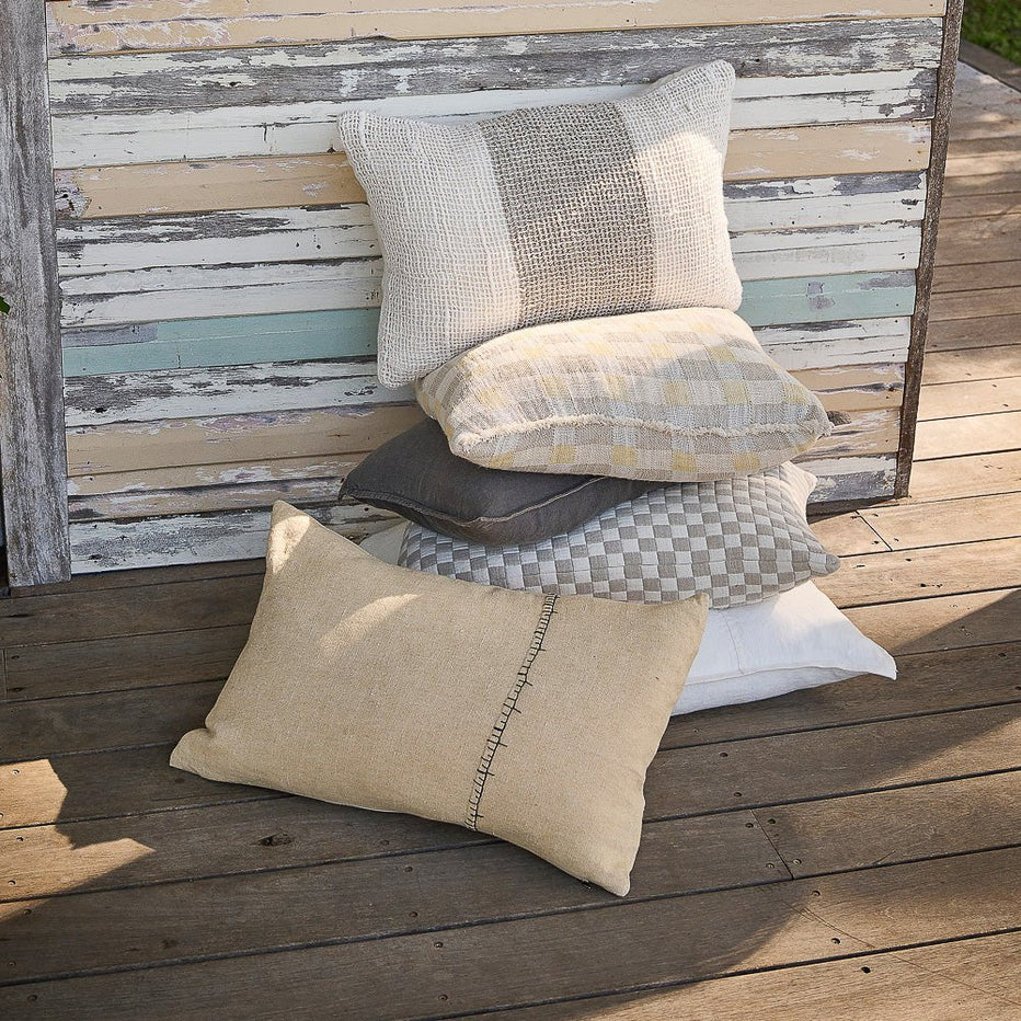 Eadie Coco Linen Cushion - White/Natural – Jarvis + Jarvis Home